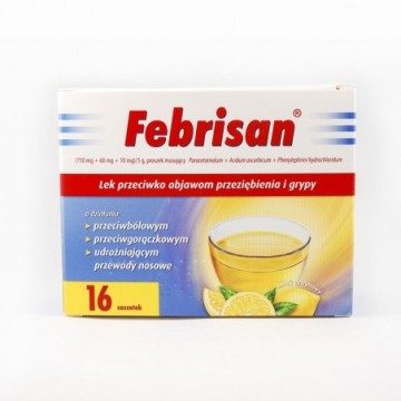 Febrisan (750 mg + 60 mg + 10 mg)/ 5 g, 16 saszetek | Apteka Moderna